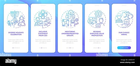 Dei Initiatives For Workplace Blue Gradient Onboarding Mobile App Screen Stock Vector Image