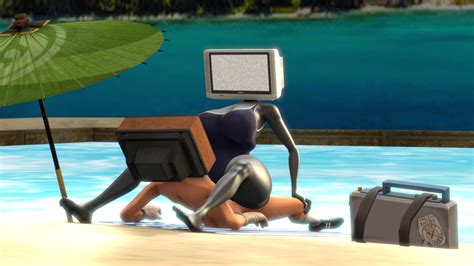 Rule 34 Android Beach Big Ass Big Breasts Cowgirl Position Grey Skin Partially Clothed Robot