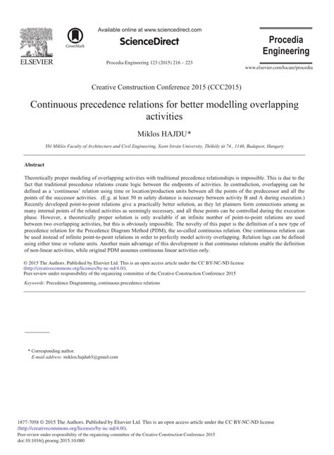 Pdf Continuous Precedence Relations For Better Modelling Overlapping