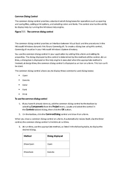 Common Dialog Control The Control Also Has The Ability To Display Help By Running The Windows