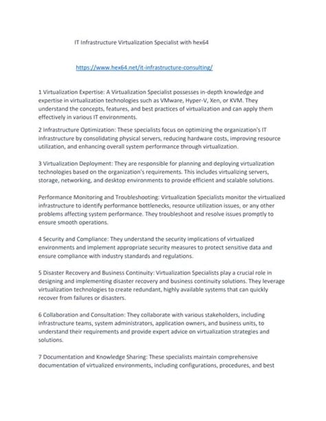 It Infrastructure Virtualization Specialist With Hex64 Docx Cloud Computing Internet