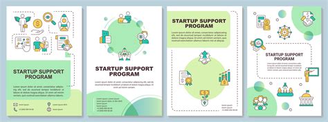 Start Up Assistance Program Green Brochure Template Leaflet Design With Linear Icons Editable