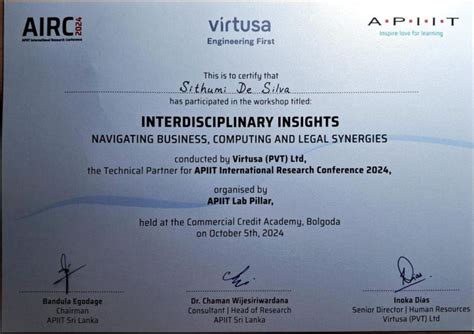 Sithumi De Silva On Linkedin Airc2024 Apiit Virtusa Research Inspiration
