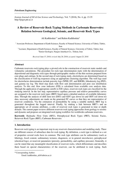Pdf A Review Of Reservoir Rock Typing Methods In Carbonate Reservoirs Relation Between