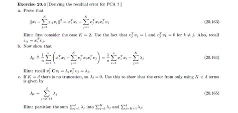 Solved Exercise 20 4 [deriving ﻿the Residual Error For Pca