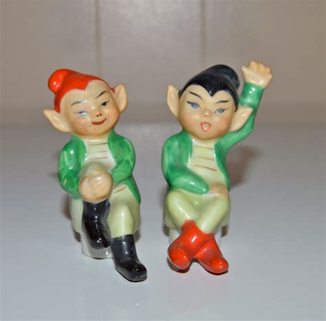 Pixie Elf Salt And Pepper Shakers Pixie Elf Salt And Pepper Shaker Set Vintage Home Decor