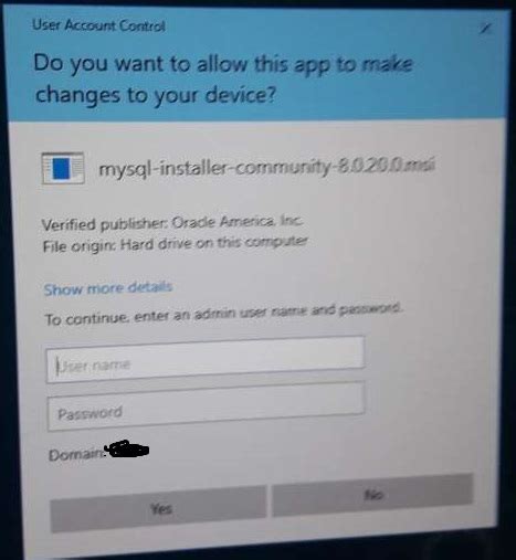 install mysql without administration rights stack overflow