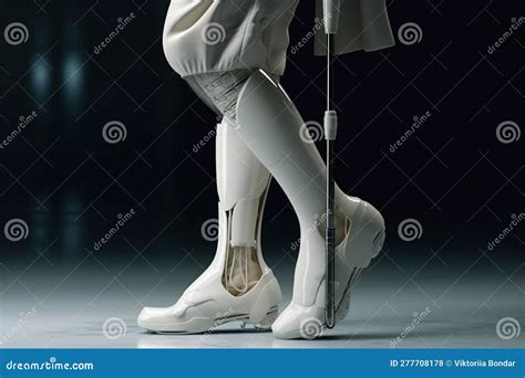 Demonstration Of Modern Prosthetic Legs Foot Feet On Black Background Stock Illustration