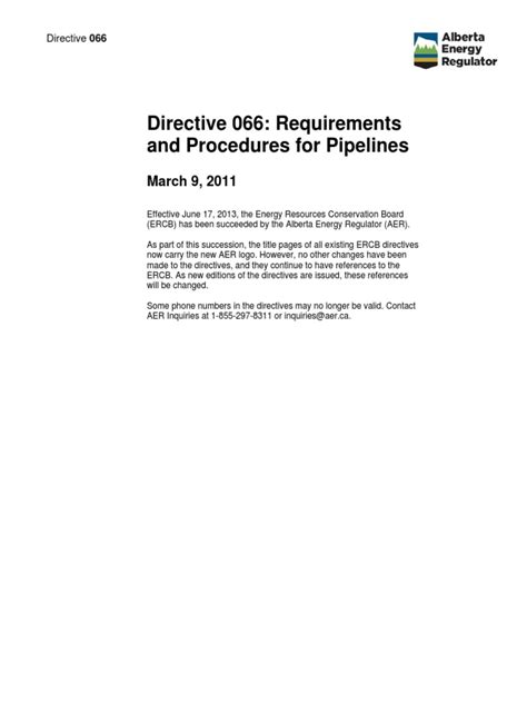 Aer Directive 066 Pdf Pipeline Transport Pipe Fluid Conveyance