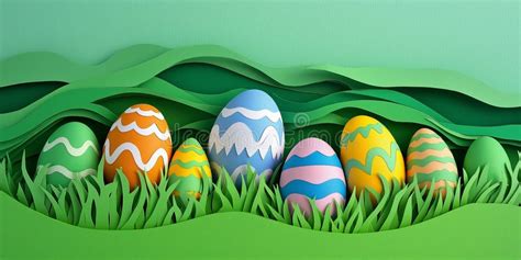 Brightly Colored Spring Background With Easter Eggs In Paper Cutout