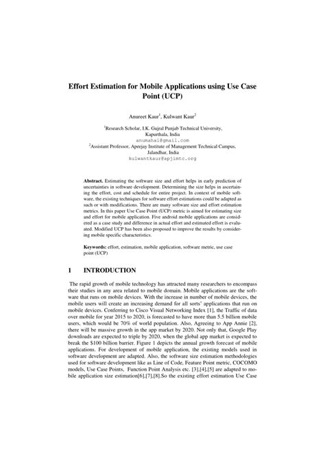 Pdf Effort Estimation For Mobile Applications Using Use Case Point Ucp
