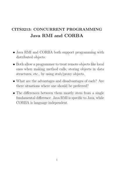 Java Rmi And Corba Undergraduate