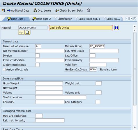 Define Material Master Record Create Material Codes SAP