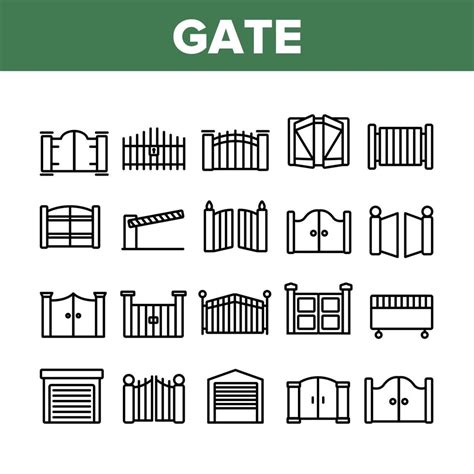 Gate Entrance Tool Collection Icons Set Vector 9933286 Vector Art At