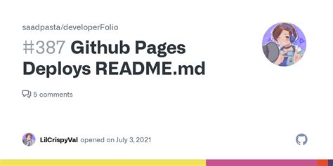 Github Pages Deploys Readme Md · Issue 387 · Saadpasta Developerfolio