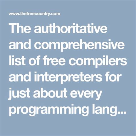 Free Compilers And Interpreters For Programming Languages