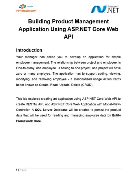 Lab01 Employeemanagement Using Asp Net Core Web Api Pdf Modelviewcontroller Entity