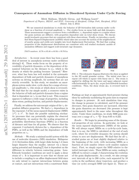 Pdf Consequences Of Anomalous Diffusion In Disordered Systems Under Cyclic Forcing