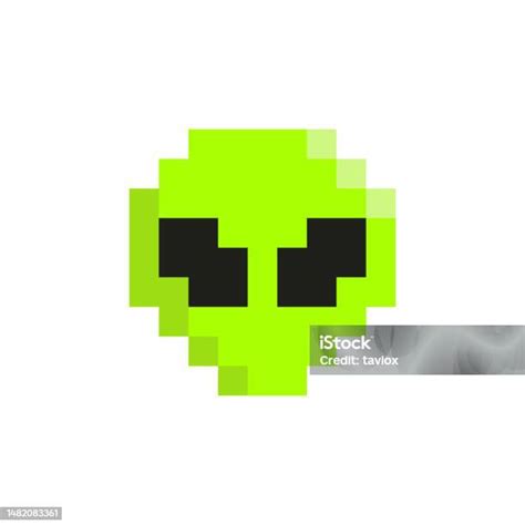 픽셀 아트 녹색과 회색 만화 외계인 캐릭터입니다 8 비트 픽셀 외계인 벡터 그림입니다 비행접시 생물 얼굴 만화 16에 대한 스톡 벡터 아트 및 기타 이미지 Istock