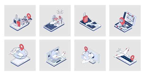 Travelling Isometric Icons Set Objects Ft 3d And Isometry Envato