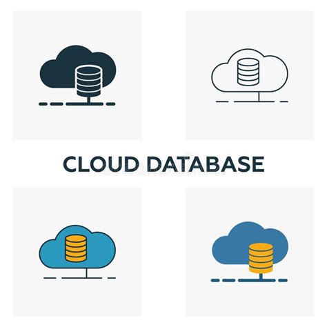 Cloud Database Icon Set Four Elements In Diferent Styles From Big Data Icons Collection Stock