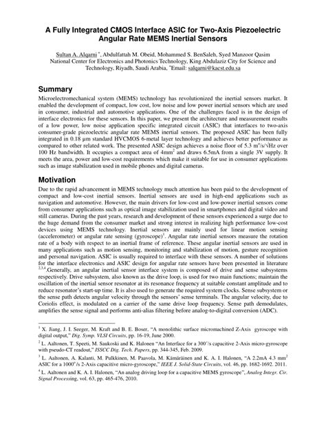 Pdf A Fully Integrated Cmos Interface Asic For Two Axis Piezoelectric Angular Rate Mems