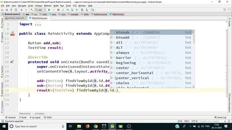 button counter app android development for beginners [hindi] youtube