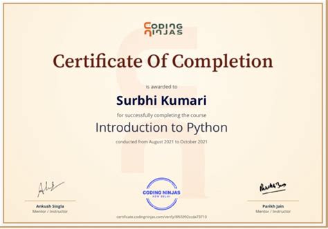 Surbhi Kumari On Linkedin Codingninja Completioncertificate