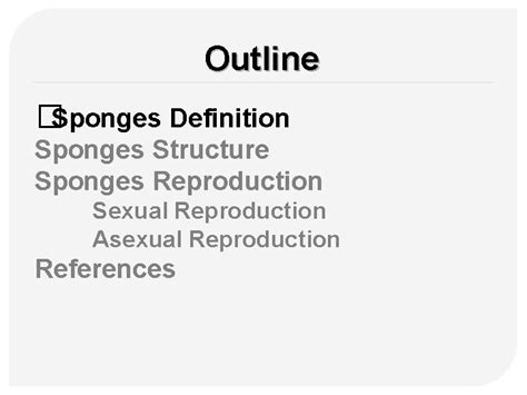 Sponges Outline Sponges Definition Sponges Structure Sponges Reproduction