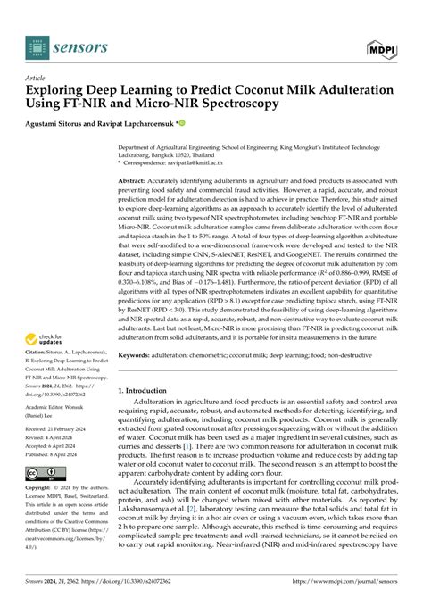 Pdf Exploring Deep Learning To Predict Coconut Milk Adulteration Using Ft Nir And Micro Nir