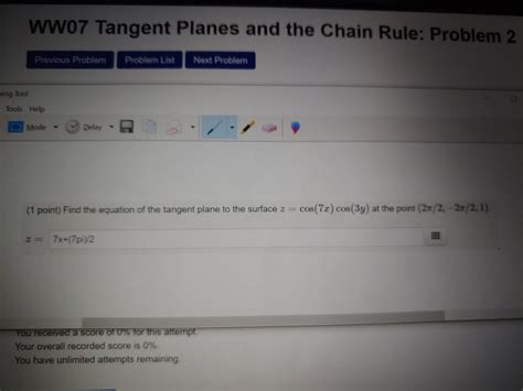 Solved Ww07 Tangent Planes And The Chain Rule Problem 2