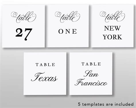 Printable Table Numbers Wedding Table Number Printable Etsy