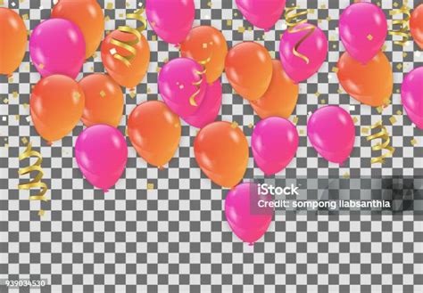 오렌지 핑크 풍선 색종이 컨셉 디자인 파티 축 하 벡터 일러스트 레이 션 개념에 대한 스톡 벡터 아트 및 기타 이미지 개념 개념과 주제 공휴일 Istock