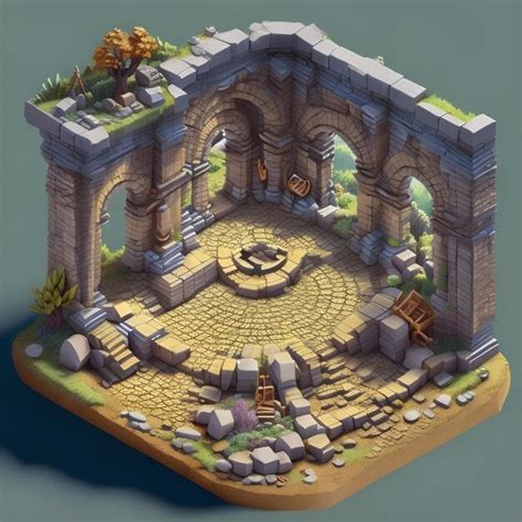 Premium Ai Image Captivating Isometric Illustration Showcasing A Miniature Fantasy Environment