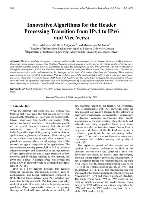 Pdf Innovative Algorithms For The Header Processing Transition From