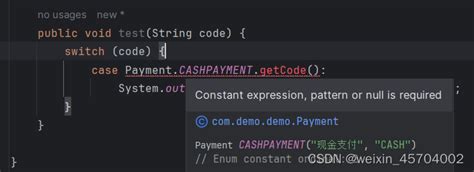 Java8在switch语句中使用枚举编译出错“constant Expression Pattern Or Null Is