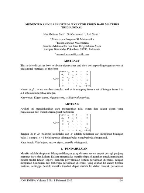 Id Menentukan Nilai Eigen Dan Vektor Eigen Pdf