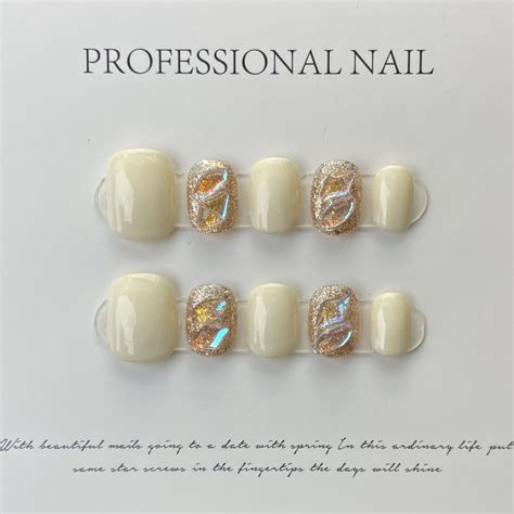 Handmade Artificial Nail Fake Nails With Glue Pure White Aurora
