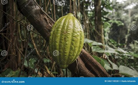 A Mature Cocoa Bean Discovered In The Rain Forest Of An Indonesian Island Royalty Free Stock