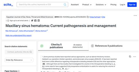 Maxillary Sinus Hematoma Current Pathogenesis And Management