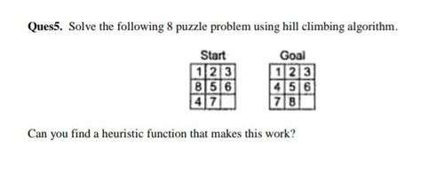Solved Ques5 Solve The Following 8 Puzzle Problem Using Chegg