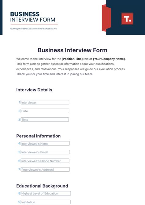 Free Interview Form Templates To Edit Online