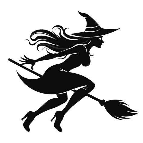 Witch Riding Broom Premium Ai Generated Vector