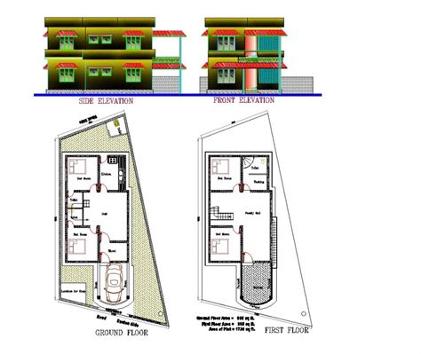 Plan And Elevation Of Apartment 2d View Cad Structural Block Layout File In Autocad Format Artofit