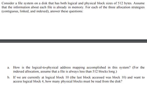 Solved Consider A File System On A Disk That Has Both
