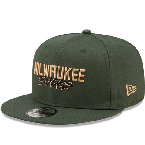 New Era Milwaukee Bucks Nba Script Team 9fifty Baseball Cap Hat Green Wish
