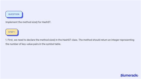 SOLVED Implement The Method Size For HashST