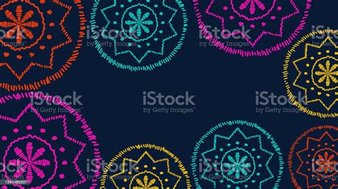 벡터 천포화 된 색상 패턴 손으로 그린 파펠 피카도 패턴 히스패닉 유산의 달 웹 배너 포스터 커버 스플래시 소셜 네트워크에 대한