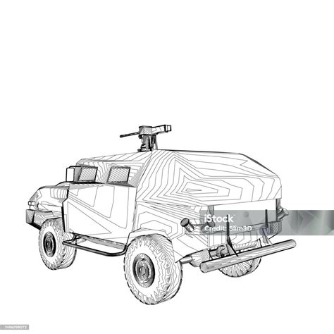 작전 전쟁 벡터 디자인 일러스트레이션을 위한 육군 트럭 운송 사막에 트럭입니다 경 장갑차 군용 Suv의 개요 오프로드 차량