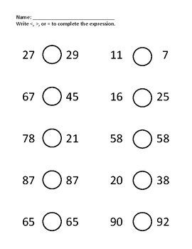 Comparing Two Digit Numbers By Jennifer Sawyer TPT